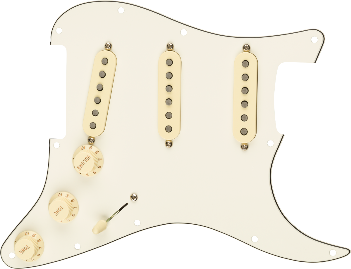 Fender Pre-Wired Strat Pickguard Tex-Mex SSS Parchment 11 Hole PG ...