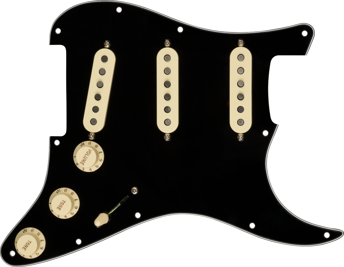 Fender Pre-Wired Strat Pickguard Custom Shop Custom 69 SSS Black 11 Ho ...